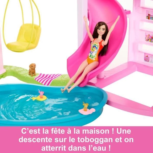 Barbie®-Dream House-Dollhouse 3 våningar, pool och rutschkana HMX10 | CDON