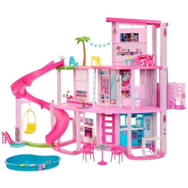 Barbie®-Dream House-Dollhouse 3 våningar, pool och rutschkana HMX10 | CDON