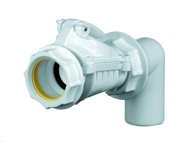 Backventil PP-HT dn50 version C med böj, sanitär för internt avlopp ...