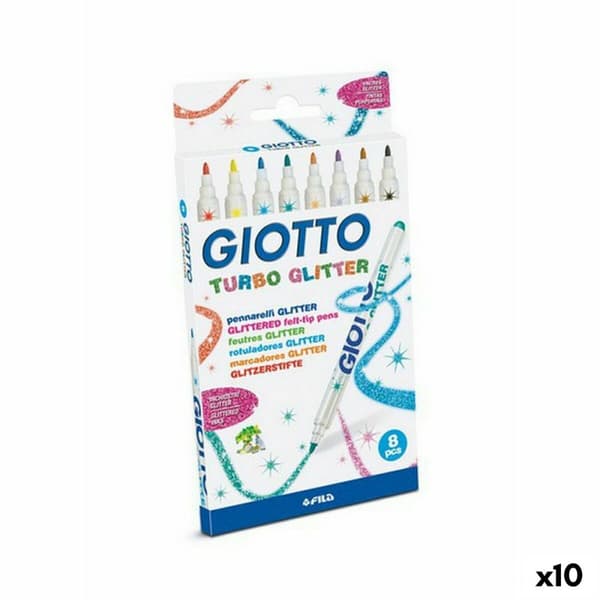 Set of Felt Tip Pens Giotto Turbo Glitter Multicolour (10 Units) | CDON