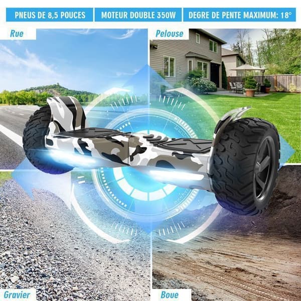 Hoverboard 8,5 tum Hummer All Terrain LED Bluetooth med kraftfull motor ...