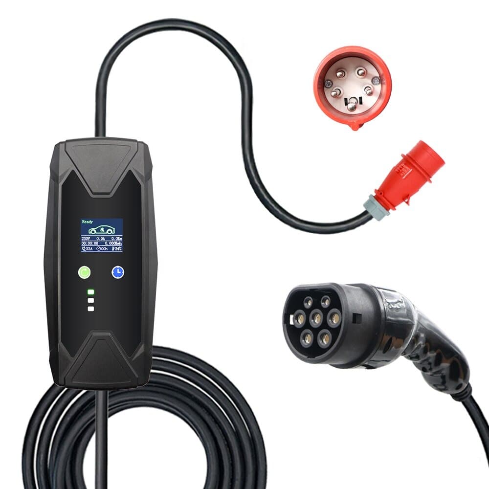 Bärbar EV laddare 16A 26A 32A 3 fas 22kW 5M Portabel smart ...