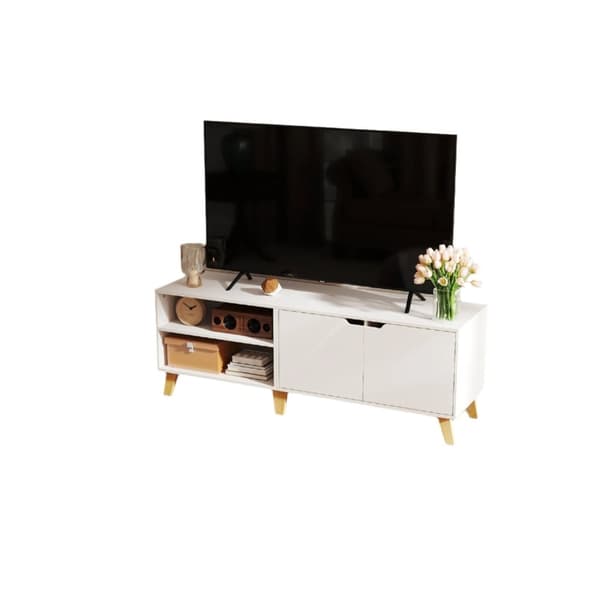 Rootz TV -kabinet - tv -bord - 2 -dørs tv -stativ - Hvid finish - 140 ...