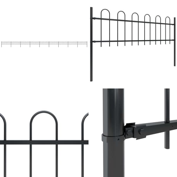 Havehegn med buet top 15,3 x 0,6 m sort stål - Havehegn - Hegn Til ...