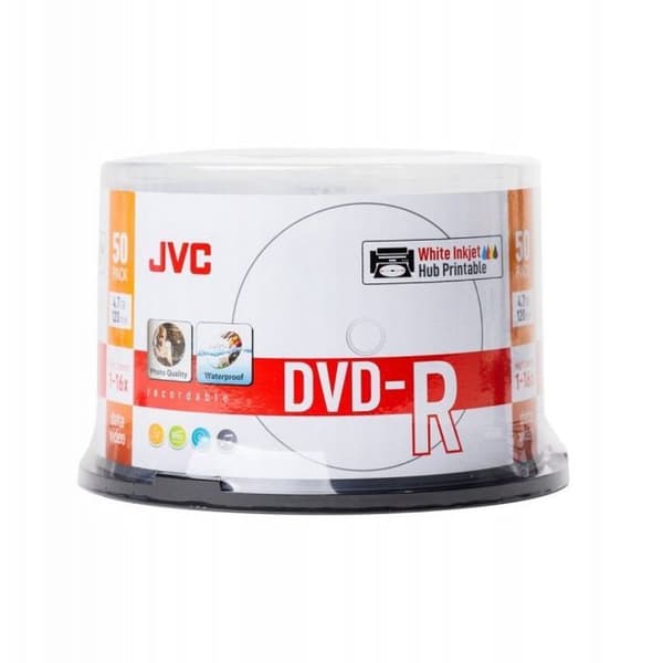 Jvc DVD-R 4,7 Go 16X Bläckstråleskrivbar Vit Imprintbar Vattentålig ...