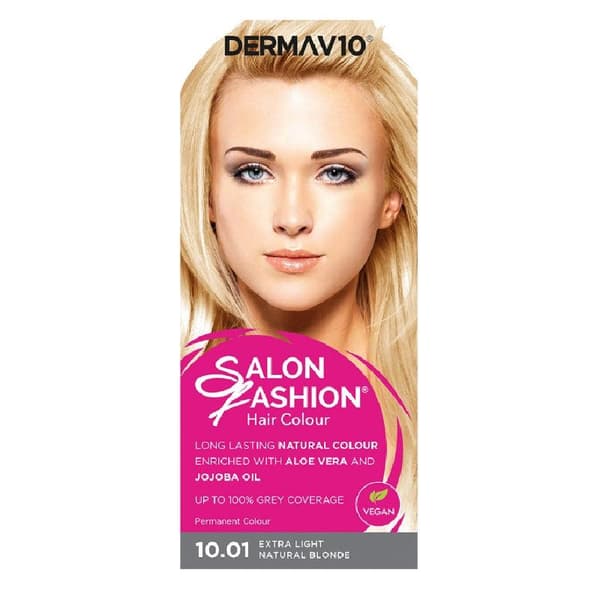 Derma V10 Salon Fashion Permanent Hair Colour 10.01 Extra Light Natural ...