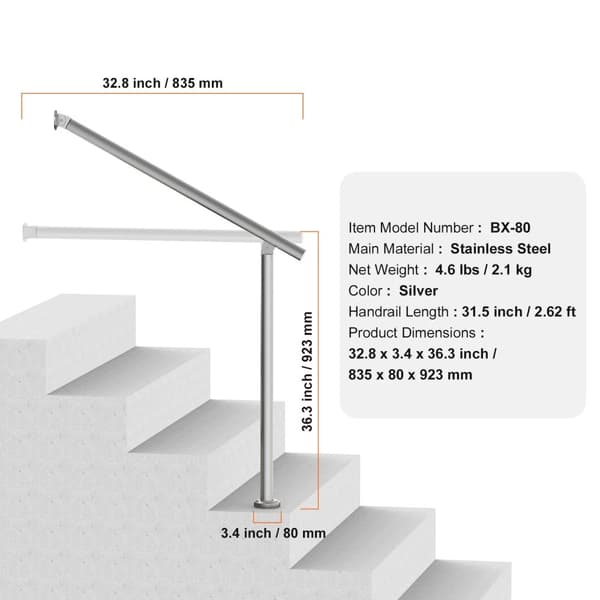 Räcke för utomhustrappor, justerbara vinklar, robust installationskit ...