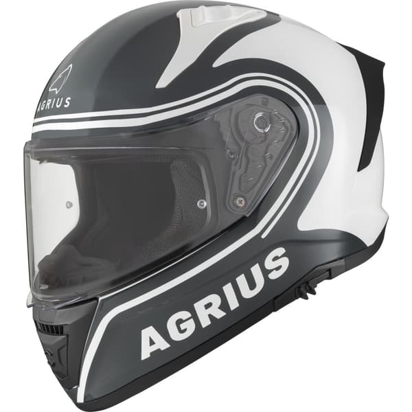 AGRIUS STORM UTSLIPP GLANS GRÅ HVIT ECE 22-06 SOLSKJERM MOTORSYKKEL HJELM | CDON