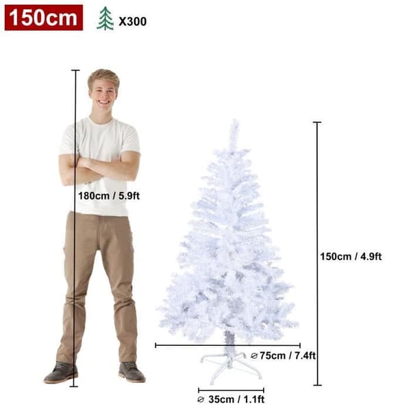 Julgran - XMTECH - 150 cm - Vit PVC - Metallstöd - Inomhus | CDON