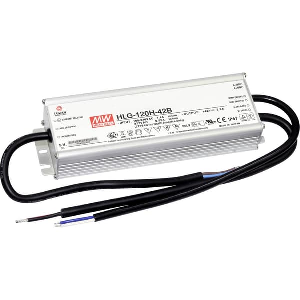 MW Mean Well HLG-120H-24B LED driver, LED transformator Konstantspänning, Konstantström 120 W 5 ...