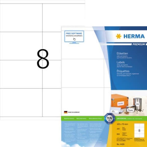 Herma 4426 Universaletiketter 105 x 70 mm Papper Vit 800 st Permanent ...