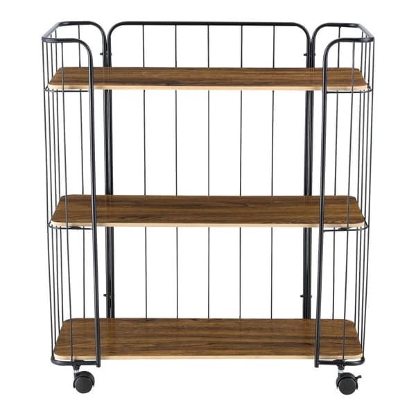 [en.casa]® Rullvagn Laer-sidobord med hjul-79x70x31cm-metall-MDF-plast ...