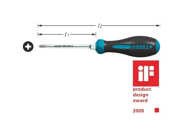 Hazet HAZET 802-PH1 Verkstadsskruvmejsel PH 1 Bladlängd: 80 mm DIN ISO ...