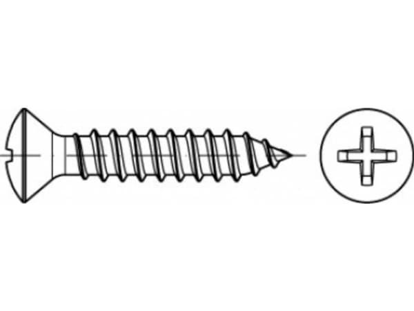 TOOLCRAFT TO-5433225 Infällda linsskruvar 22 mm Philips-skruvar med ...