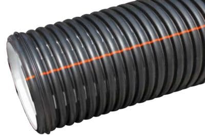 Dräneringsrör DN200. SN8. 6m - 225-200mm slitsat 105 gr. DV-rör av svart HDPE med mf. och ring ...