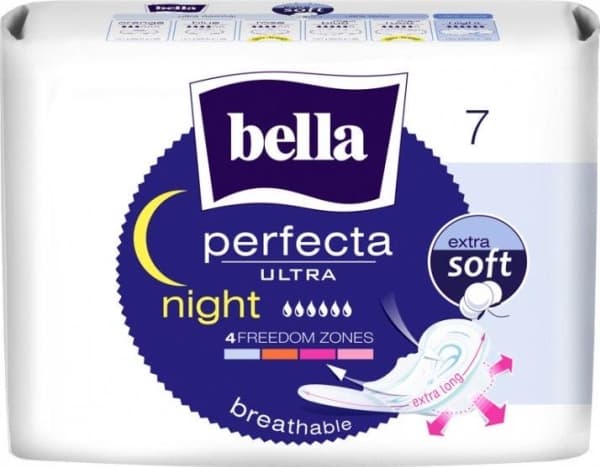 Bella bella perfecta sanitary pads night extra soft 7 pcs | CDON