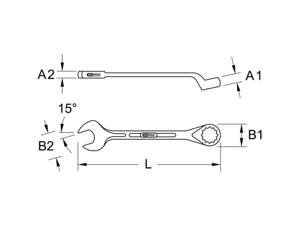 KS Tools 517.1670, 70 mm, Kromvanadinstål, 70°, DIN 3113 Form B, ISO ...