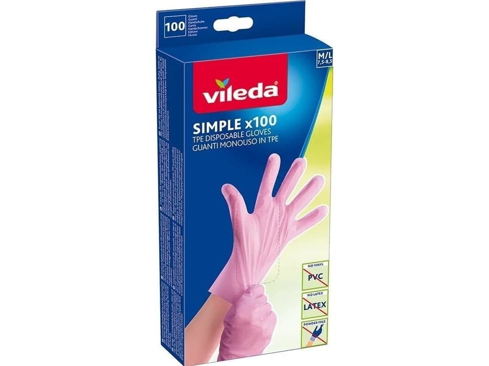 Vileda VILEDA Simple Rękawiczki jednorazowe 100 szt M/L | CDON