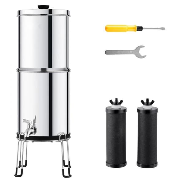 Vattenfilter Bänkskivesystem i Rostfritt Stål 2.25G, 2 Filter, Effektiv Filtrering, Hållbar ...