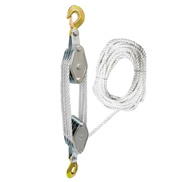 Block & talja - Manuell talja - 4-skivig - 20 m rep - 270° roterbar ...