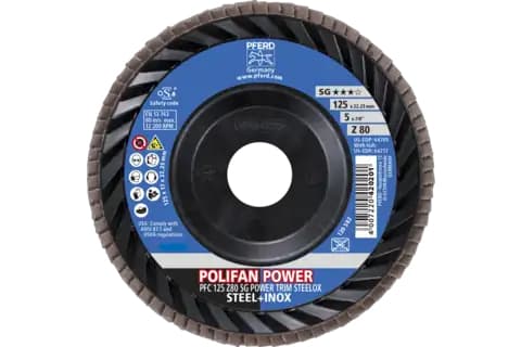 PFERD POLIFAN flap discs zirconia alumina Z SG POWER TRIM STEELOX, 12,5 cm, 10 stk | CDON