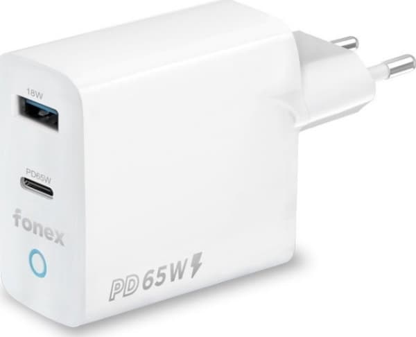 Travel Charger USB + Type-C PD 65W By Fonex Baltas | CDON