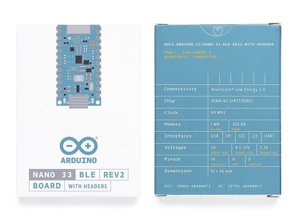 Arduino ABX00072 Board Nano 33 BLE Rev2 with headers Nano ARM® Cortex®-M4 (ABX00072) | CDON