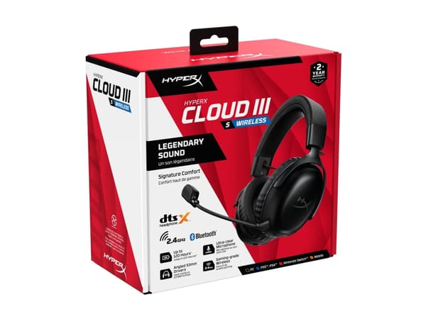 HyperX Cloud III S - Headset - fullstorlek - 2,4 GHz - trådlös - svart ...