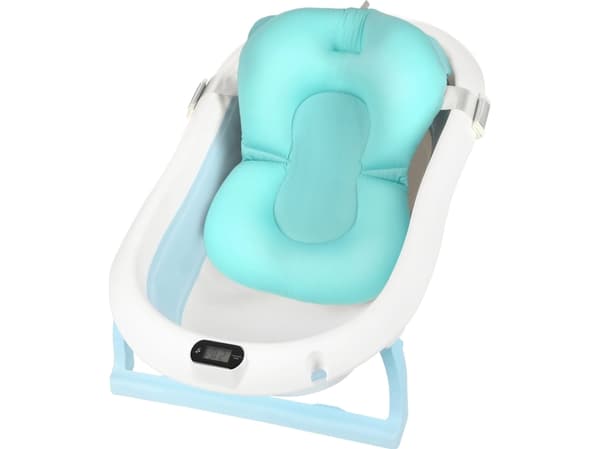 Vikbart badkar i silikon med termometer Primabobo Premium, Blå | CDON