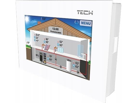 Tech Room Controller med RS-kommunikation (pekskärm, färgdisplay, 2 mm ...