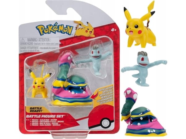 POKEMON Battle Figure 3Pak Machop, Pikachu, Alolan Muk, figuurit ...