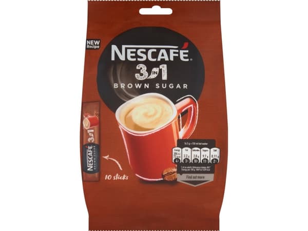 Nestle Nescaf 3in1 ruskea sokeri Pikakahvijuoma 165 g (10 x 16,5 g) | CDON