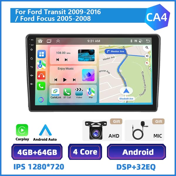 Bil ljudsystem, Carplay, Android Auto,4G 64G Carplay CAM | CDON