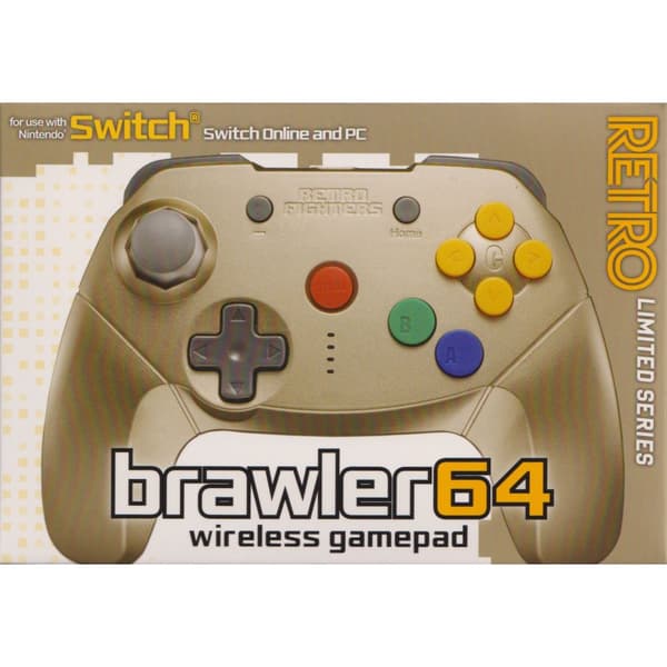 RetroFighters RF Brawler64 Wireless Controller Gold Nintendo Switch ...