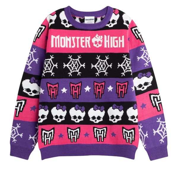 Monster High Girls Skull & Snowflake Christmas Jumper | CDON