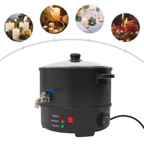 Elektrisk vokssmelter, rustfrit stål, 8L, 1000W, rundt design, EU-stik ...