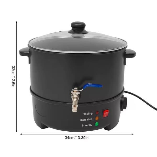 Elektrisk vokssmelter, rustfrit stål, 8L, 1000W, rundt design, EU-stik ...