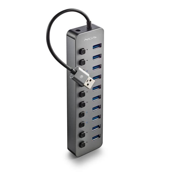 NGS IHUB 10 : Hub 10 portar USB 3.0, överföring 5Gbps, kabel 180mm, Plug & Play, svart | CDON
