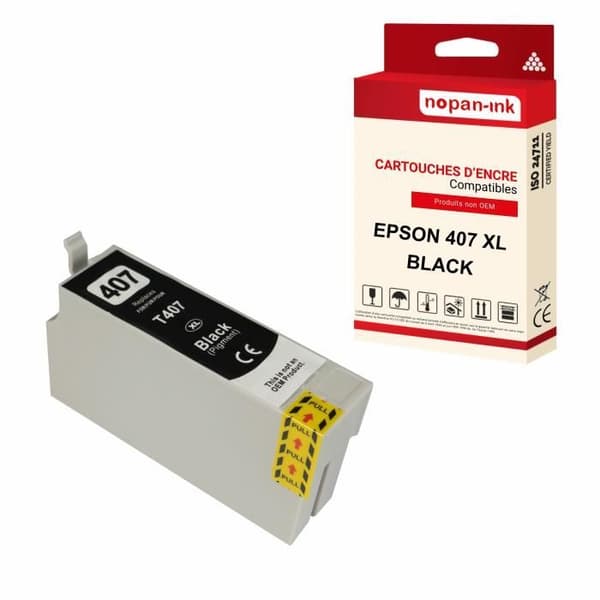 NOPAN-INK - x1 Patron EPSON 407 XL 407XL svart kompatibel WF 4745 WF ...