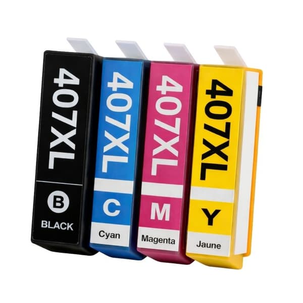 Paket med 4 kompatibla EPSON 407 XL bläckpatroner för skrivare ...