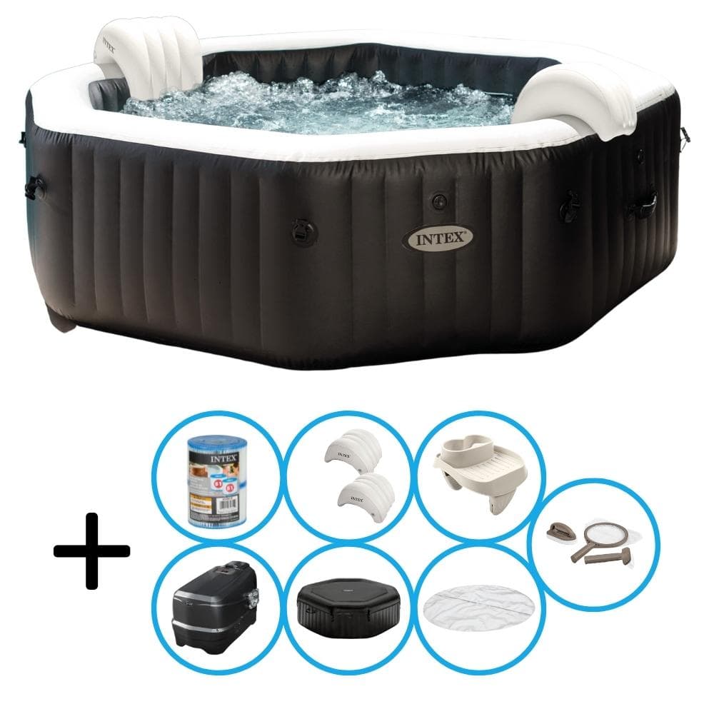 Jacuzzi - Intex - Jet & Bubble Deluxe - 218 x 71 cm - Sort - Inklusiv ...