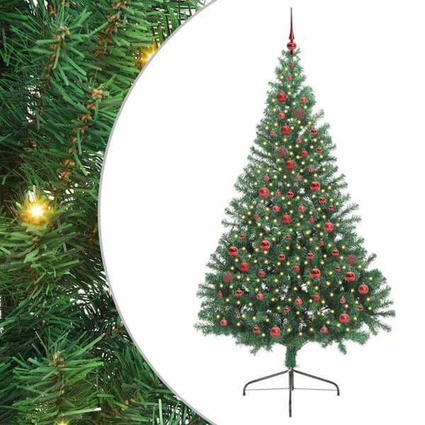 Konstgjord Förbelyst Julgran med 300 LED-lampor Grön 210 cm PVC | CDON