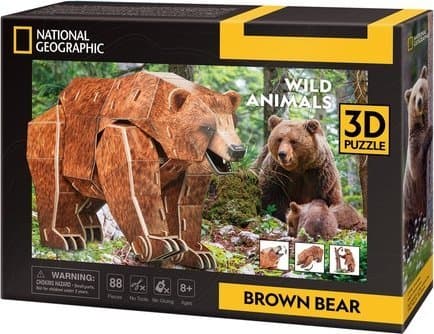 National Geographic Brown Bear 3D Puzzle 86 pieces DS1096H Cubic Fun | CDON