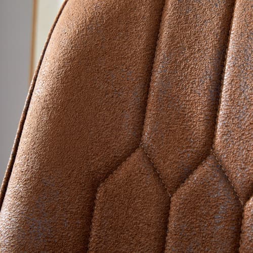 Moderne minimalistisk rundt spisesæt med 4 brune stole i teknisk stof ...