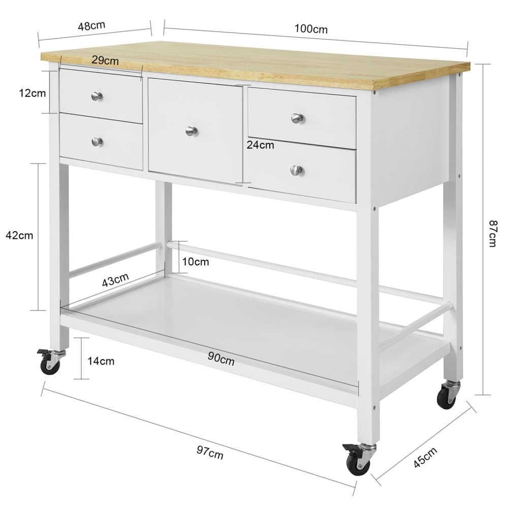SoBuy Køkkenø med skuffer køkkenø på hjul fritstående køkkenø ...