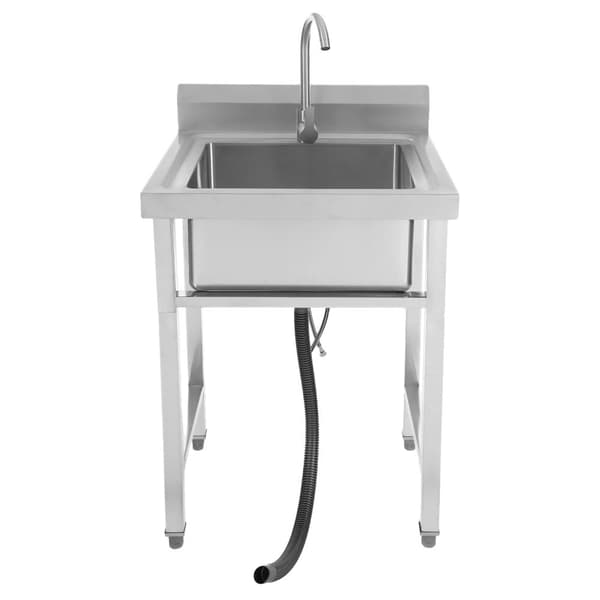 Rustfrit Stål Vask, Fritstående Design, Justerbar Højde,Sølv | CDON