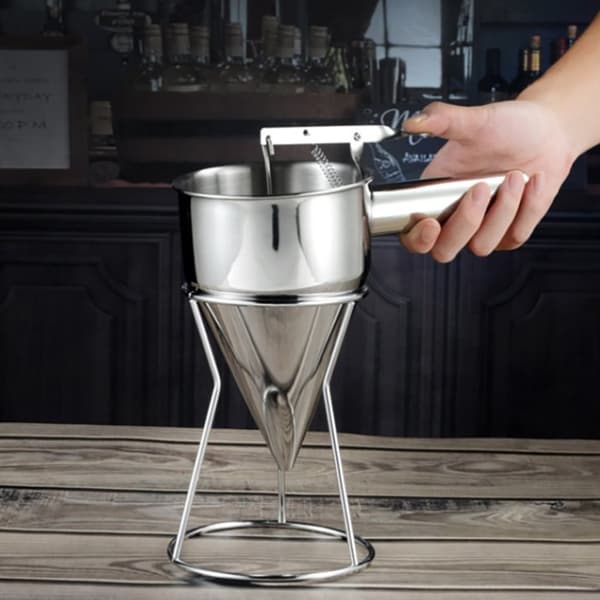Stainless Steel Kitchen Funnel with Stand - Perfect for Baking, Sauces ...