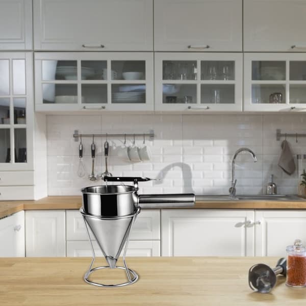Stainless Steel Kitchen Funnel with Stand - Perfect for Baking, Sauces ...