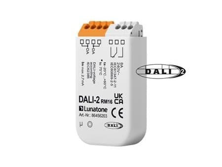 DALI-2 relæ modul med et 16 ampere kontaktsæt. Anvendes til on/off styring af lyskilder som ikke ...