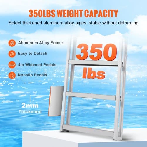Dock Ladder, Retractable 4 Steps, 46.5x60.5x140-170.5 cm, Aluminum | CDON